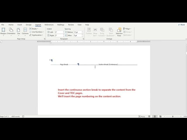 Creating the table of contents, TOC, in MS-Word