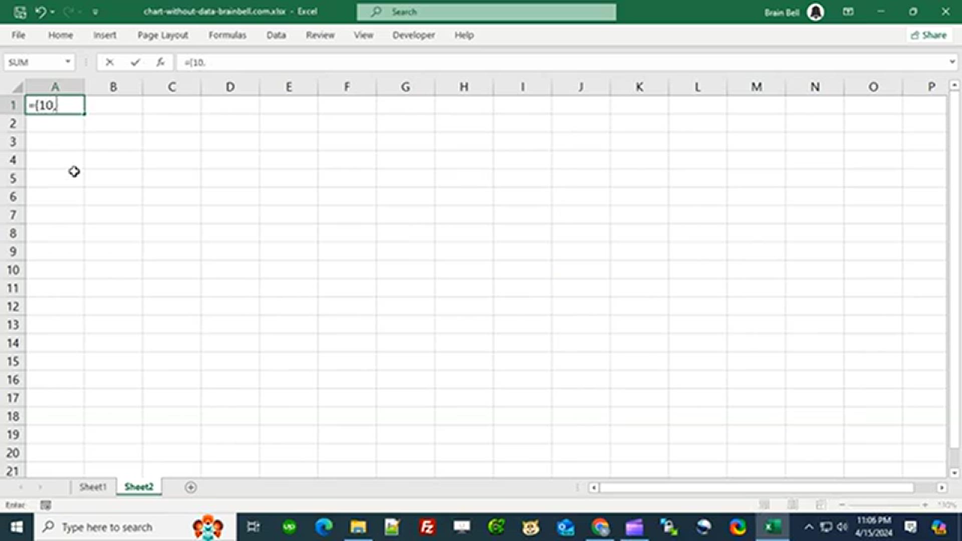 Create Charts Without Storing Data in Cells #Excel #Charts