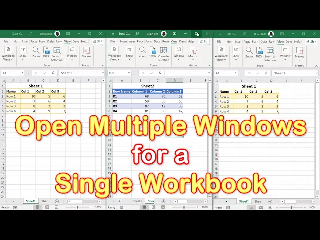 Open Multiple Windows for a Single Excel Workbook