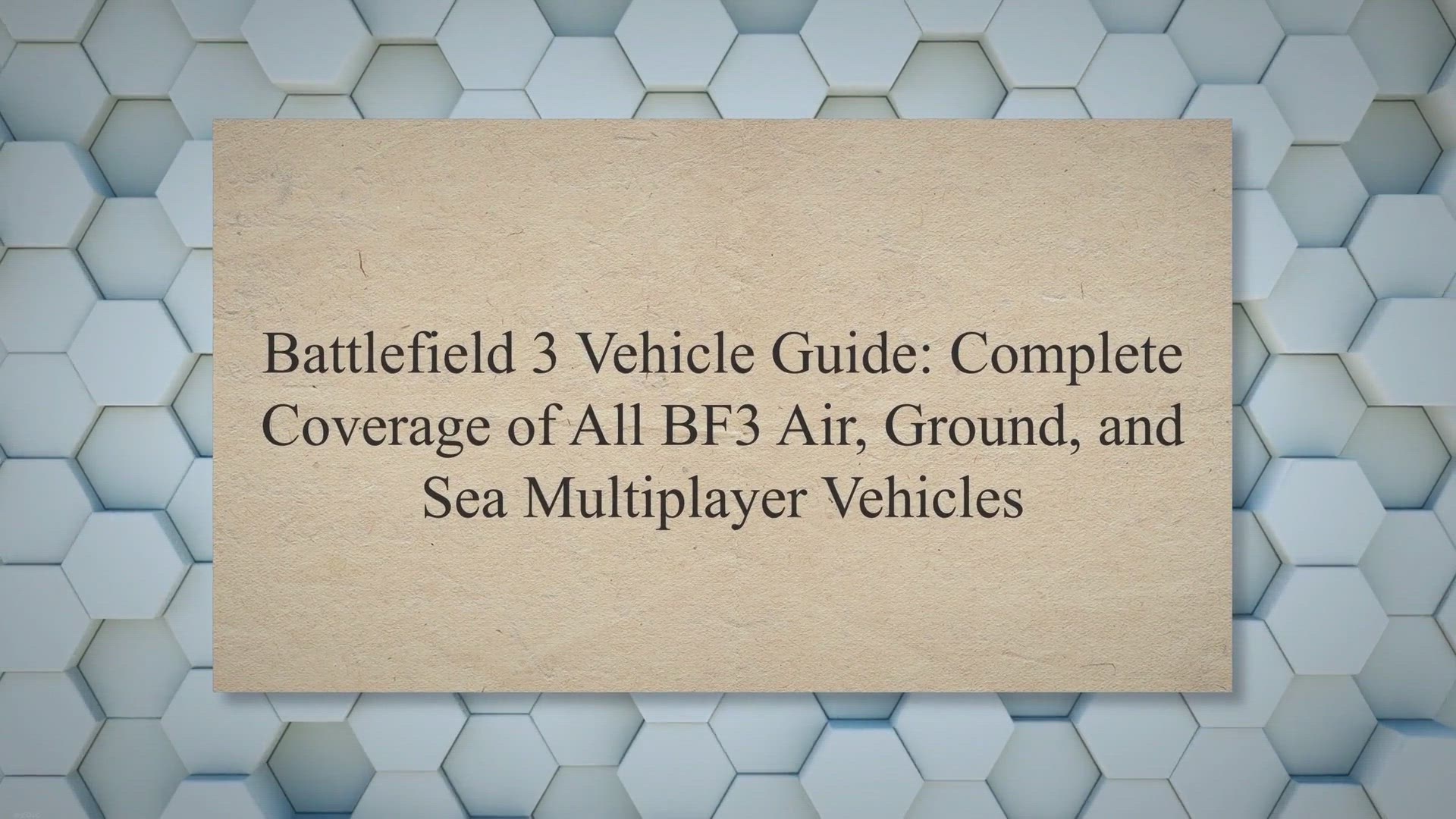 Battlefield 3 Multiplayer Vehicles