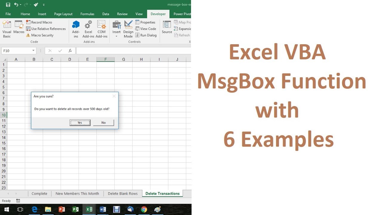 Excel VBA MsgBox Function - 6 Examples of Ho... | Open Video