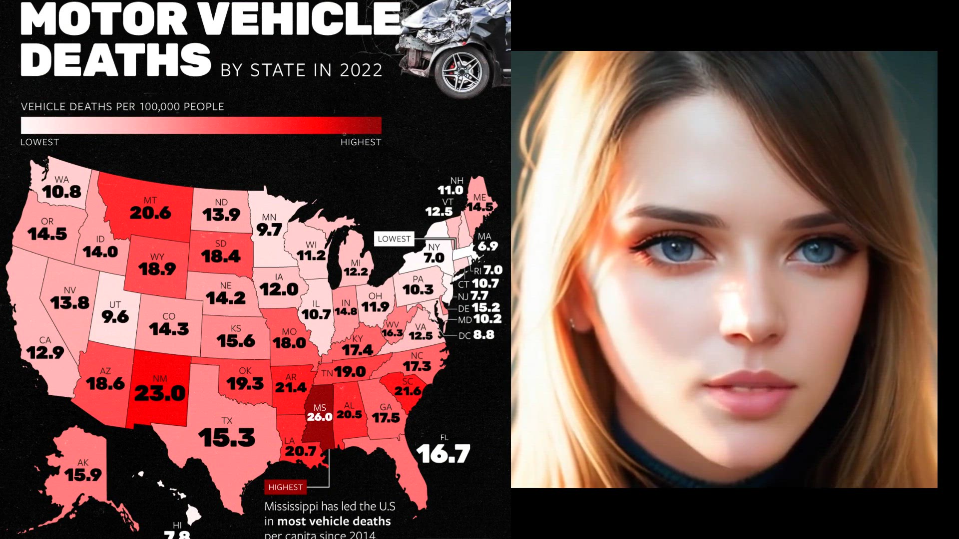 Motor Vehicle Deaths Per Capita by U.S. Stat... | Open Video